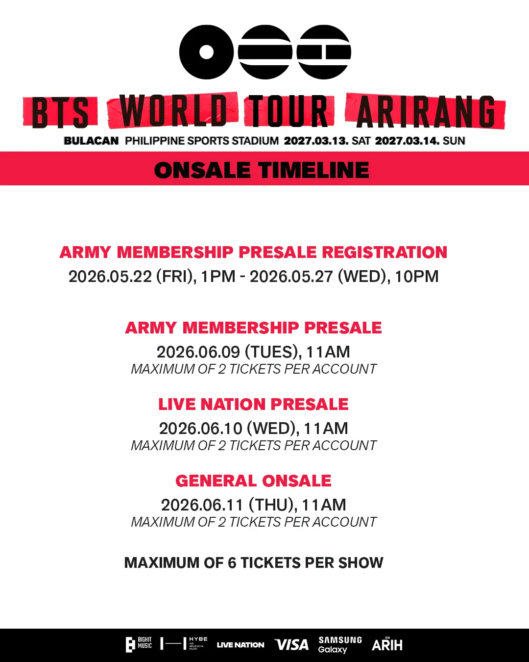 BTS Concerts Bulacan 2027 – ARIRANG World Tour