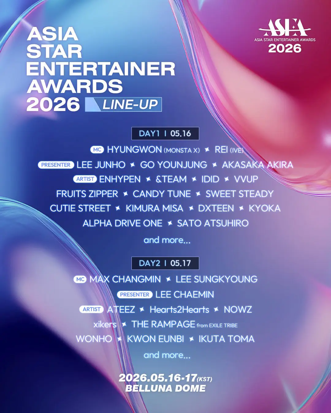 ASEA 2026 (Asia Star Entertainer Awards) – Winners & Lineup